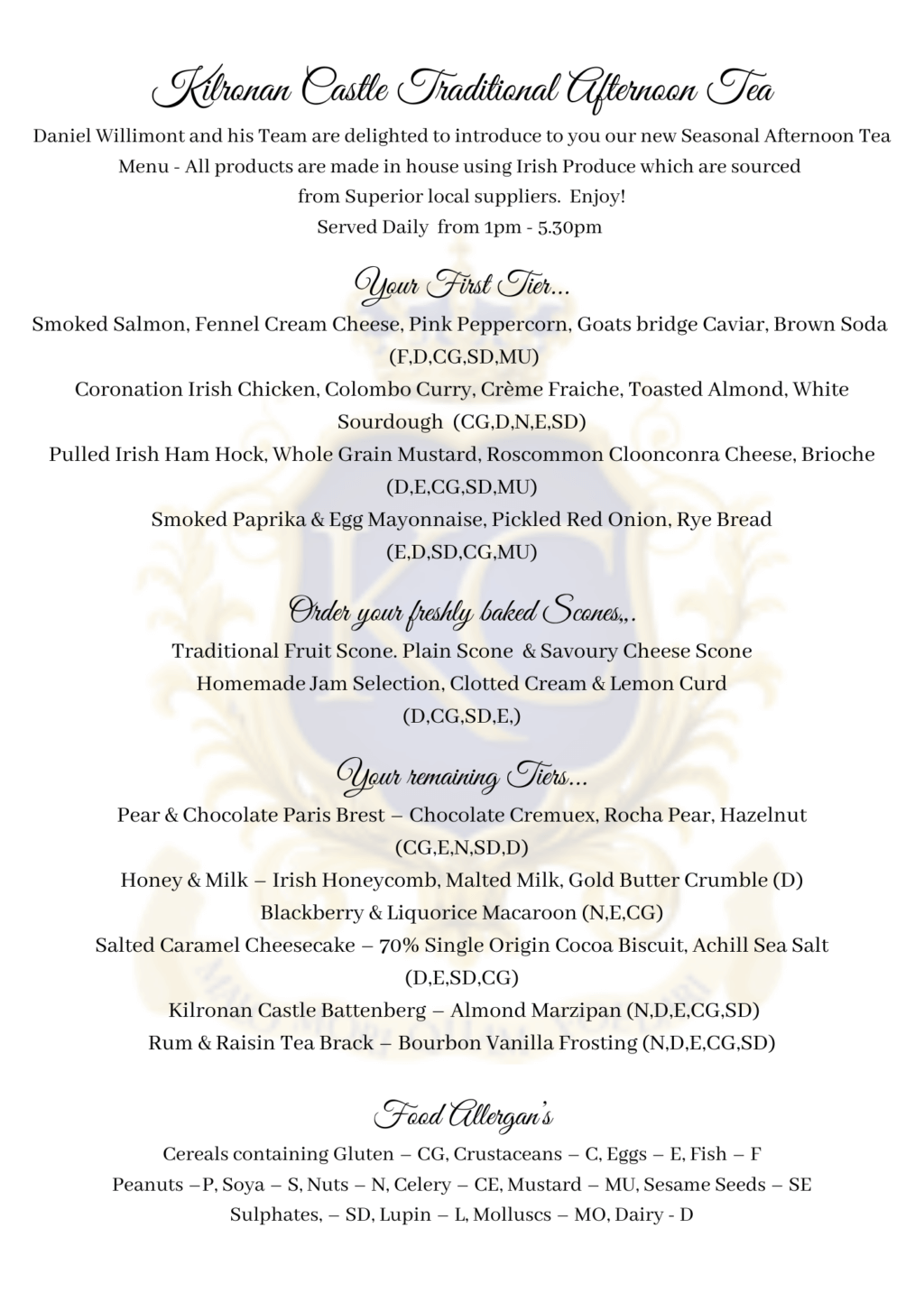 Afternoon Tea Pg 1 | Kilronan Castle Estate & Spa