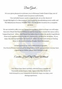 Bar Menu Final with prices | Kilronan Castle Estate & Spa