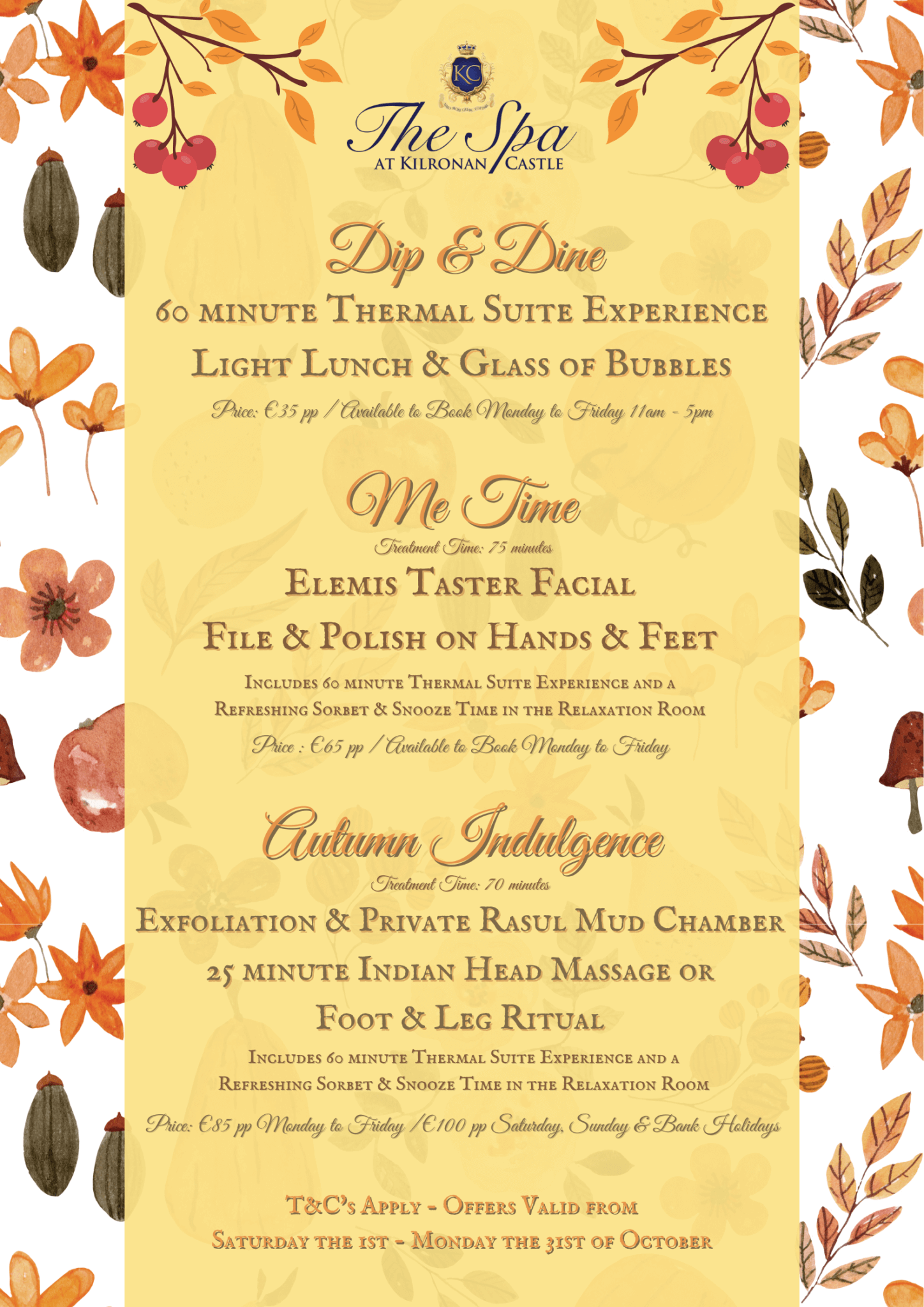 Spa Monthly Specials, Spa Packages Ireland | Kilronan Castle Spa